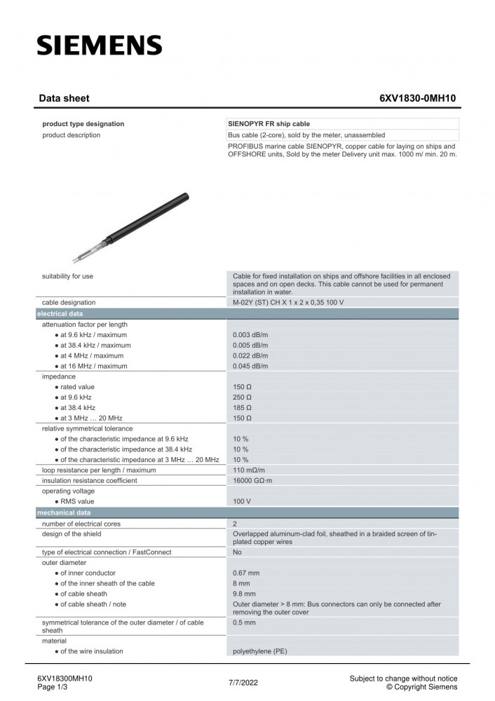 6XV18300MH10 datasheet page 1