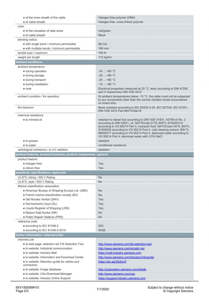 6XV18300MH10 datasheet page 2