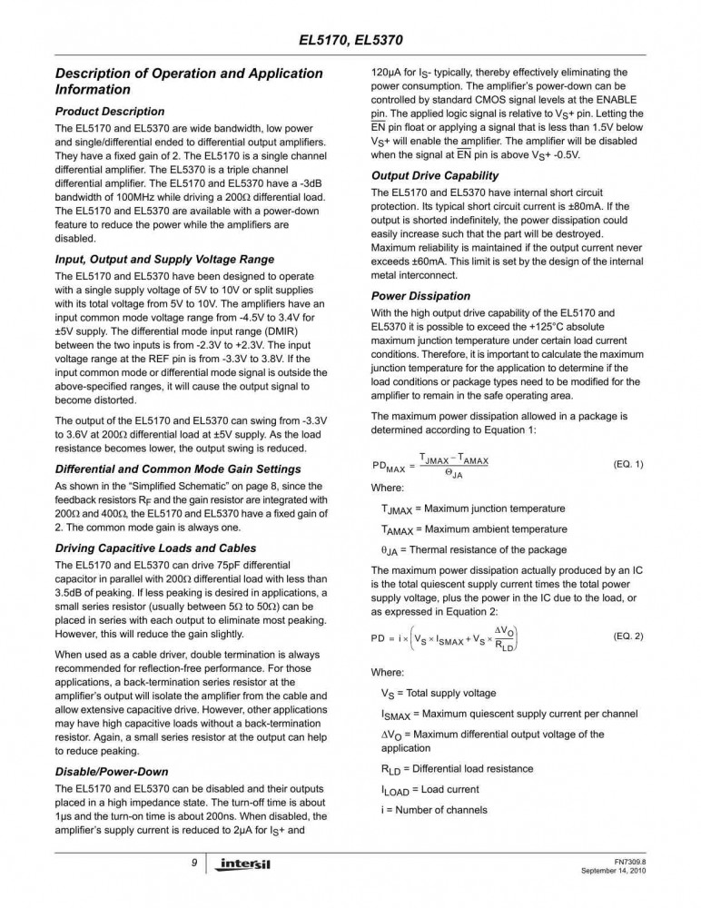 EL5170IY technical document page 9