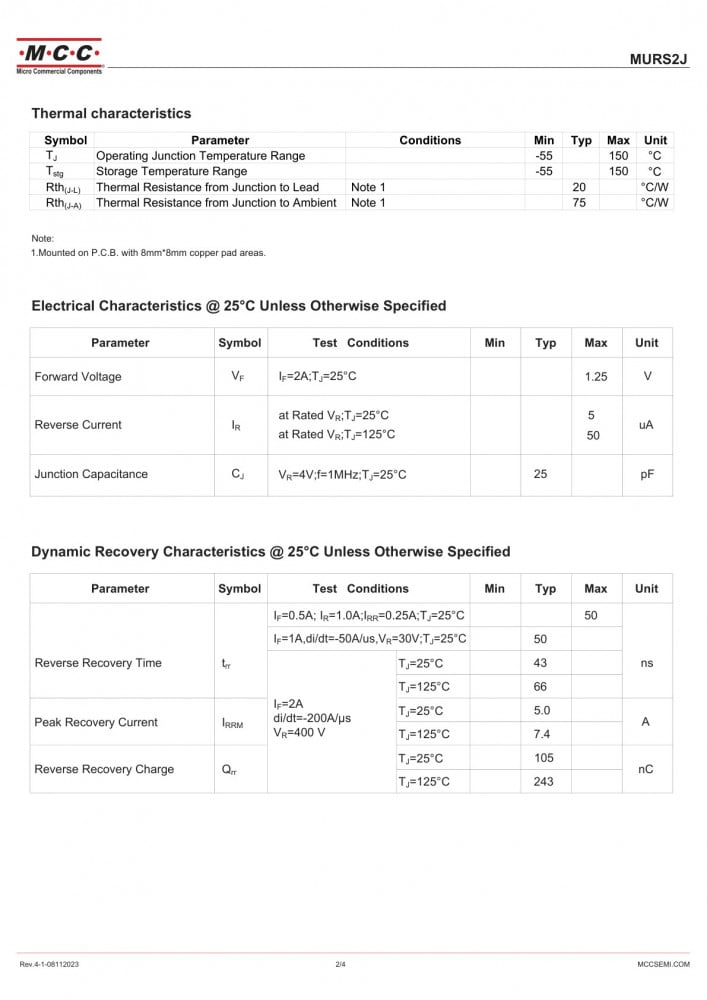 MURS2J-TP datasheet page 2