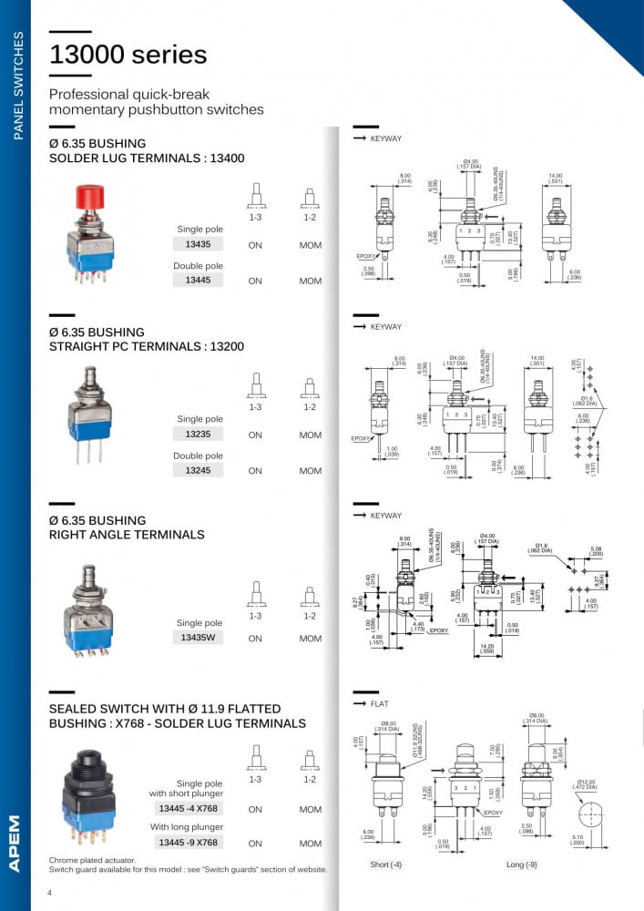 APEM 13000 series technical document page 4