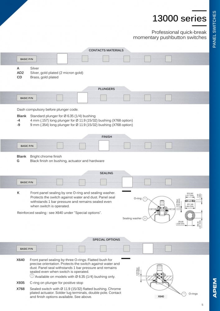 APEM 13000 series technical document page 5