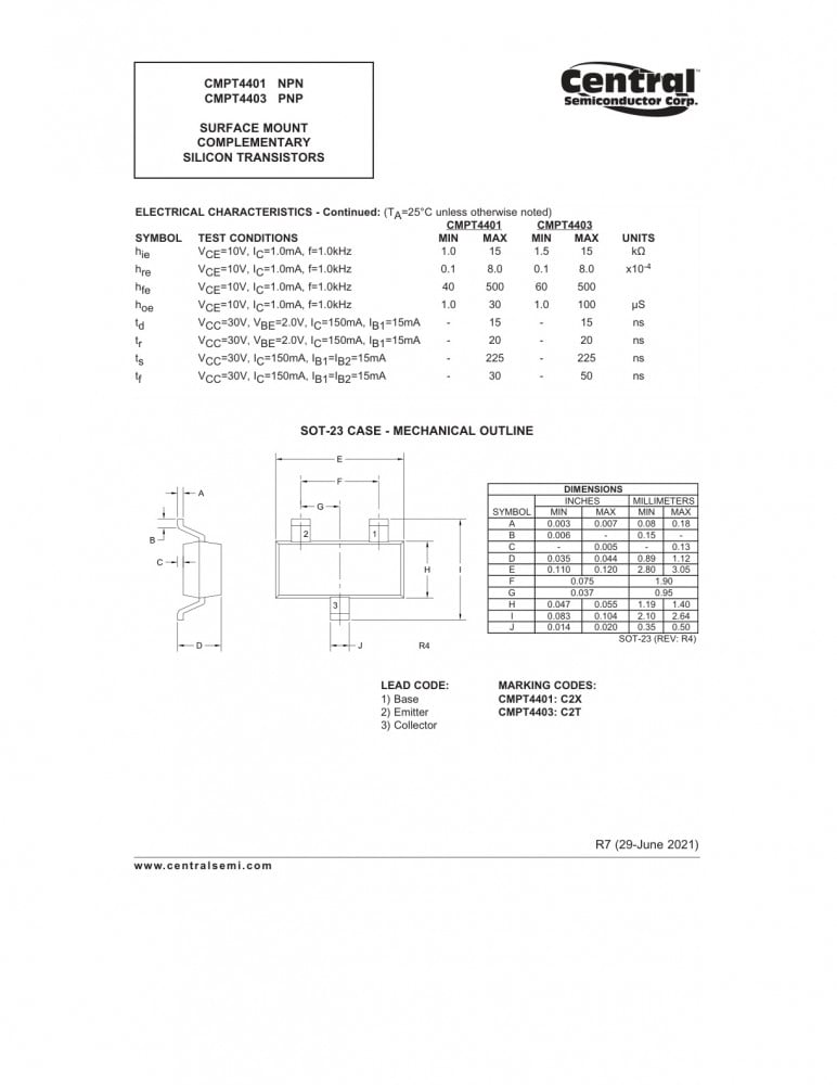 CMPT4401 datasheet page 2