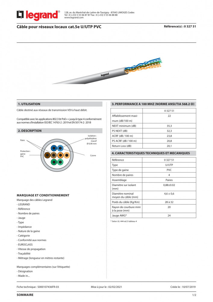 Legrand 032751 technical document, page 1