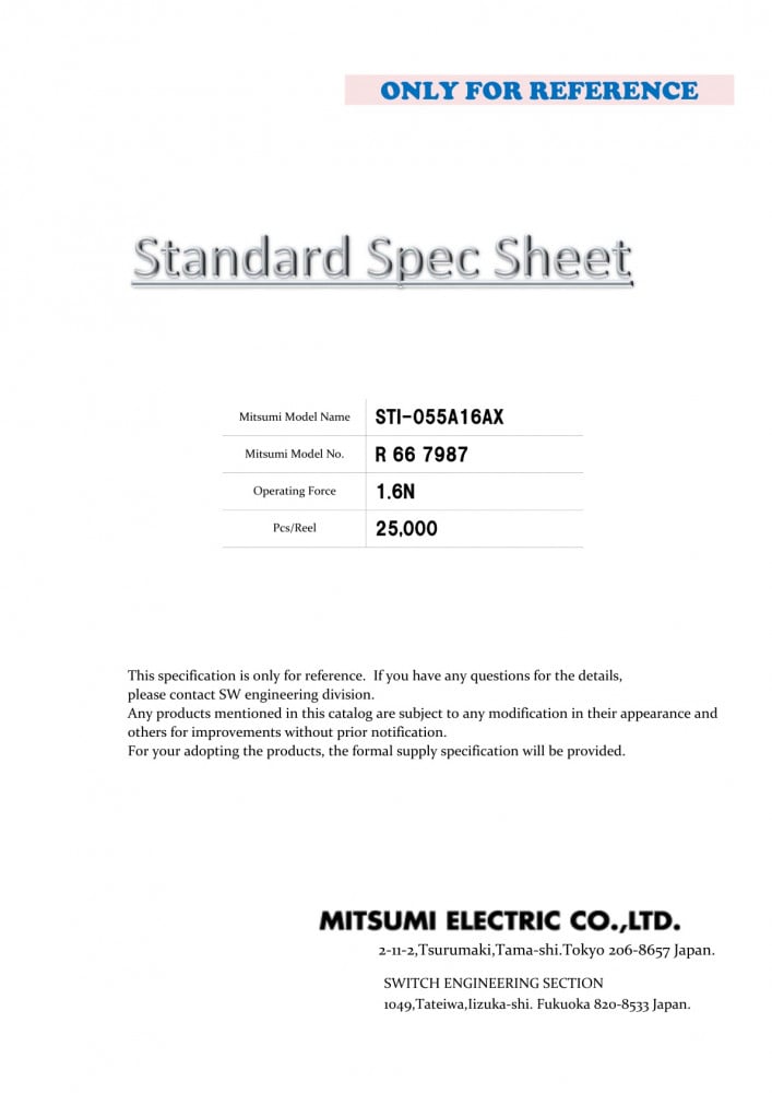 MITSUMI R-668049 specification page 1