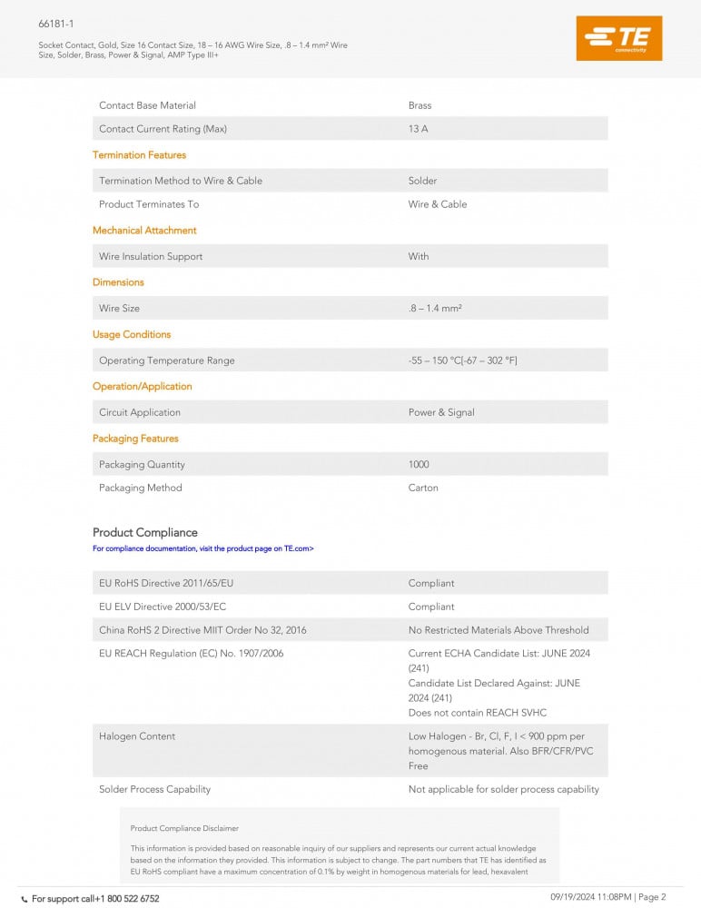 TE Connectivity 66181-1 technical document page 2
