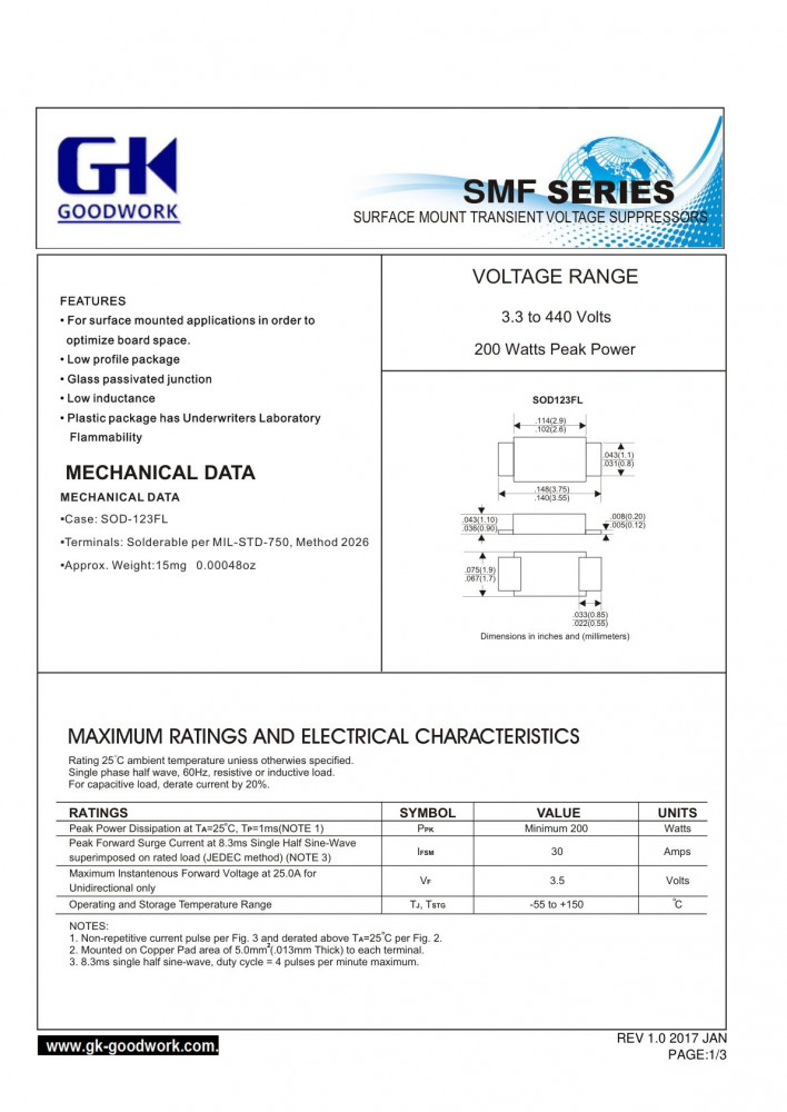 GOODWORK SMF10A datasheet page 1