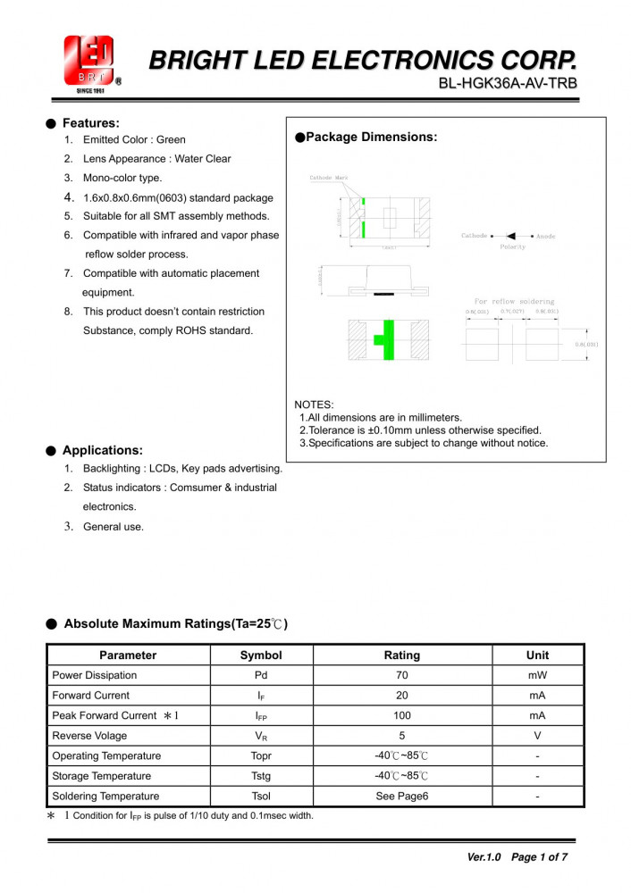 BL-HGK36A-AV-TRB datasheet page 1