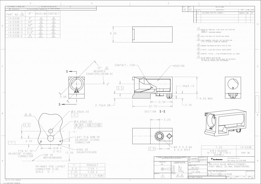 TE Connectivity 1410338-1 technical drawing preview