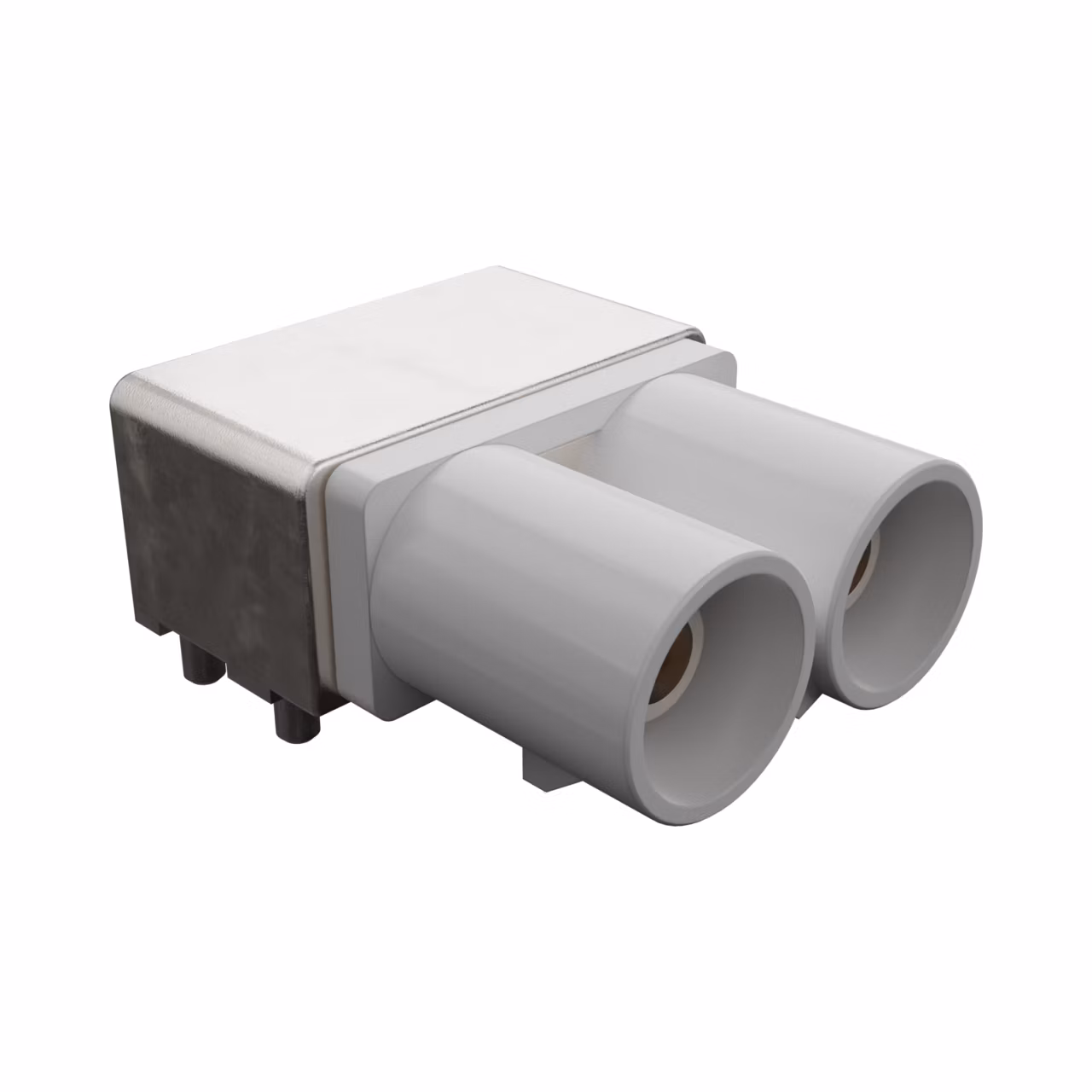 FAKRA Jack, Dual, Right-Angle, PCB Receptacle, Through Hole, Die Cast Body, Tin (Sn) Plated, Keying Code B, Cream White, 50 Ohms for sale