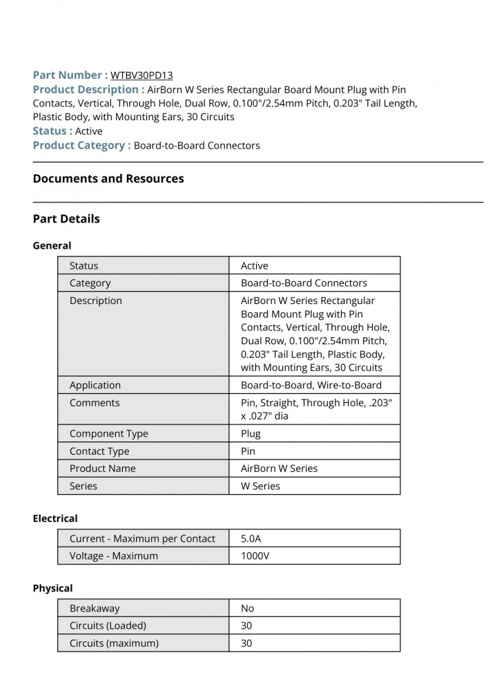 WTBV30PD13 technical document image 1