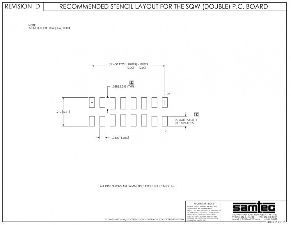 Samtec SQW-108-01-F-D-VS technical drawing page 2