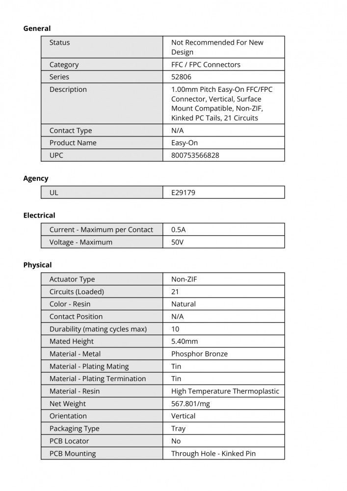 MOLEX 528062110 technical document preview, page 2