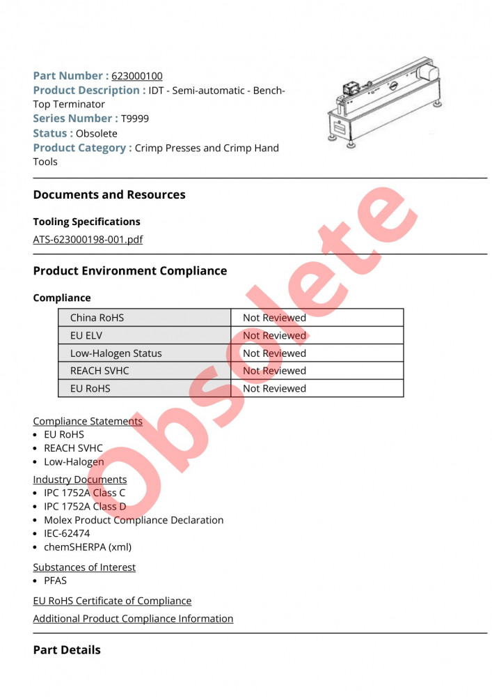 Tooling specification document preview, page 1