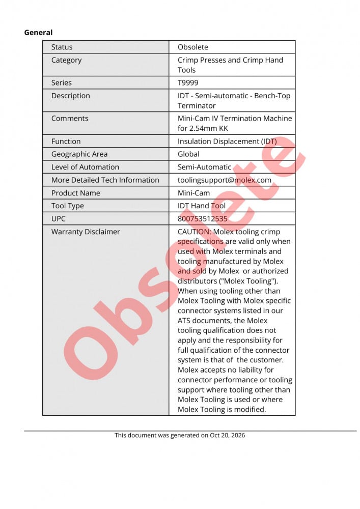 Tooling specification document preview, page 2