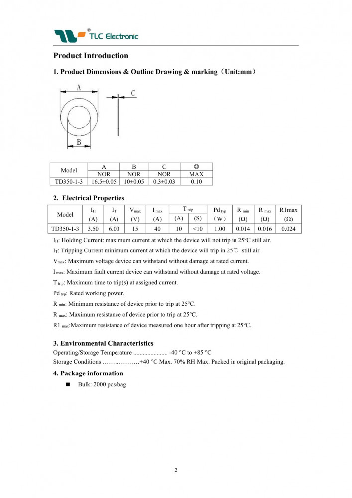 TLC Electronic TD350-1-3 datasheet page 2