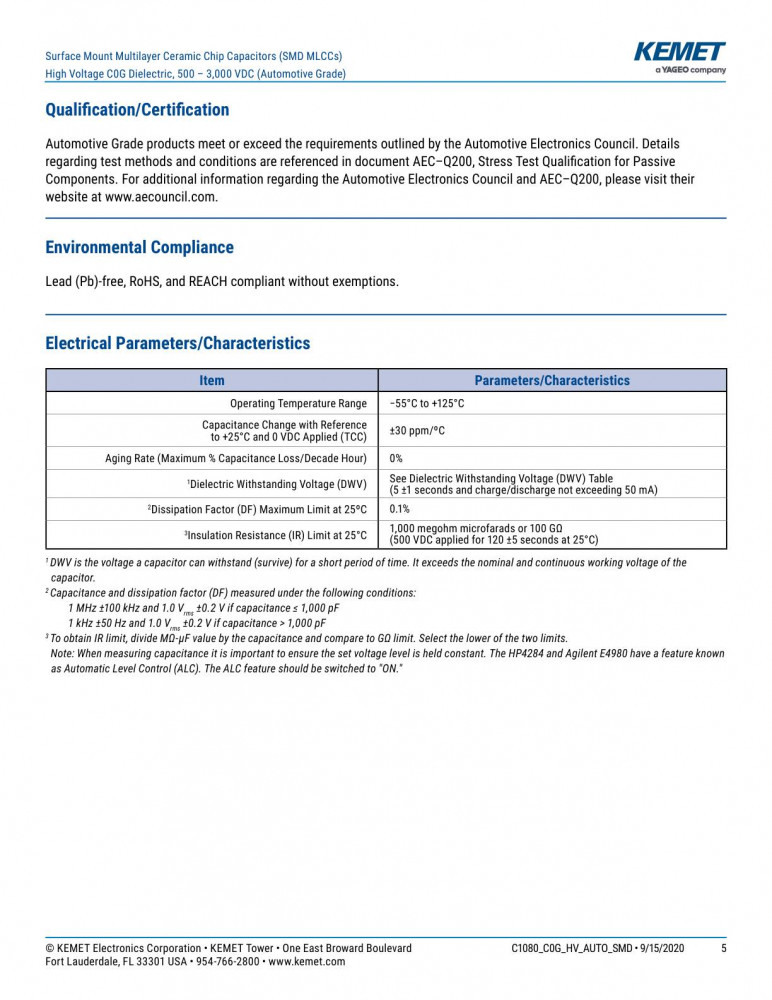 KEMET C1210C222JDGACAUTO datasheet page 5