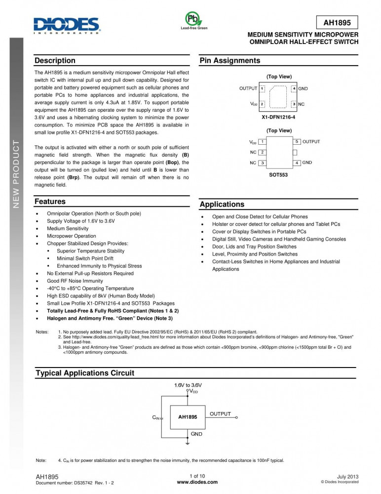 AH1895 datasheet page 1