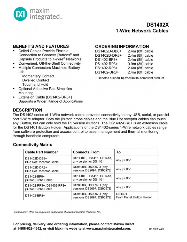 DS1402 series datasheet page 1