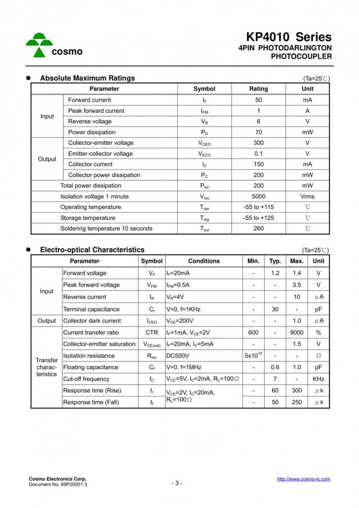 KP40102C TLD datasheet page 3