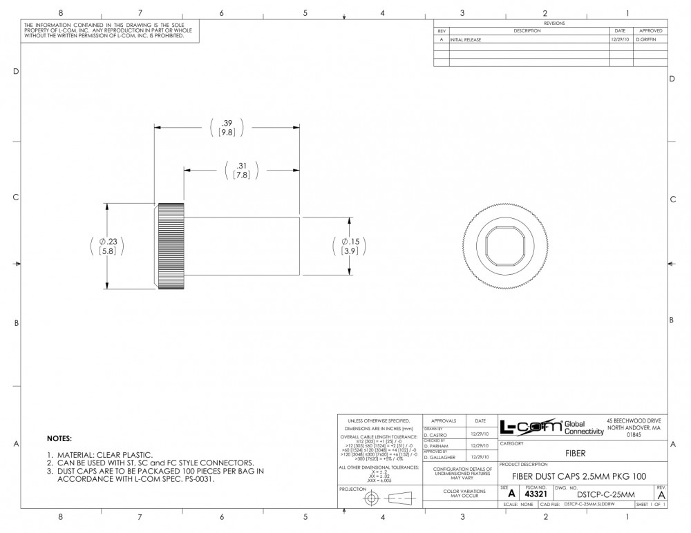 DSTCP-C-25MM technical document page