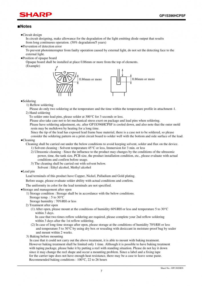 GP1S396HCPSF technical document page 7