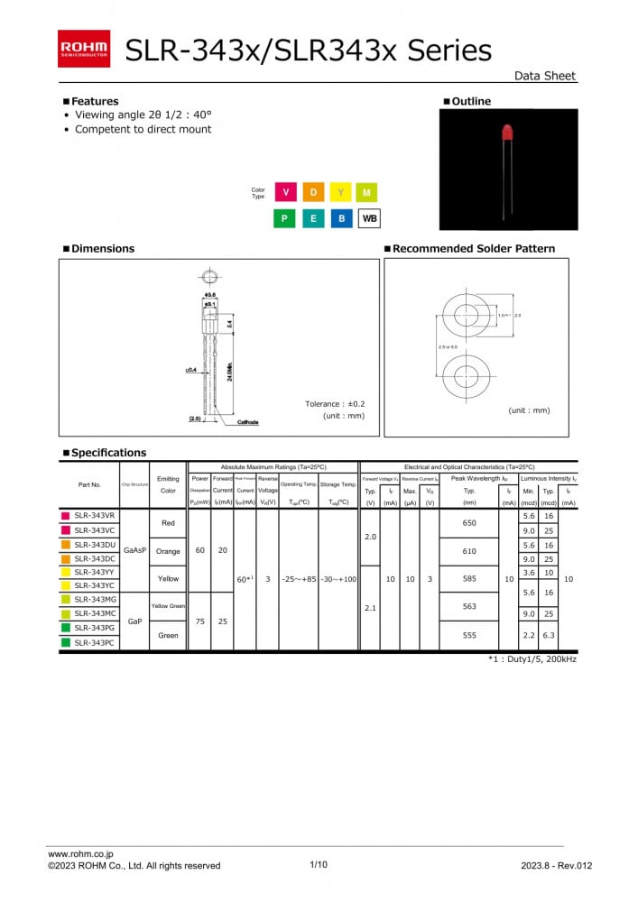 ROHM SLR-343 technical document page 1
