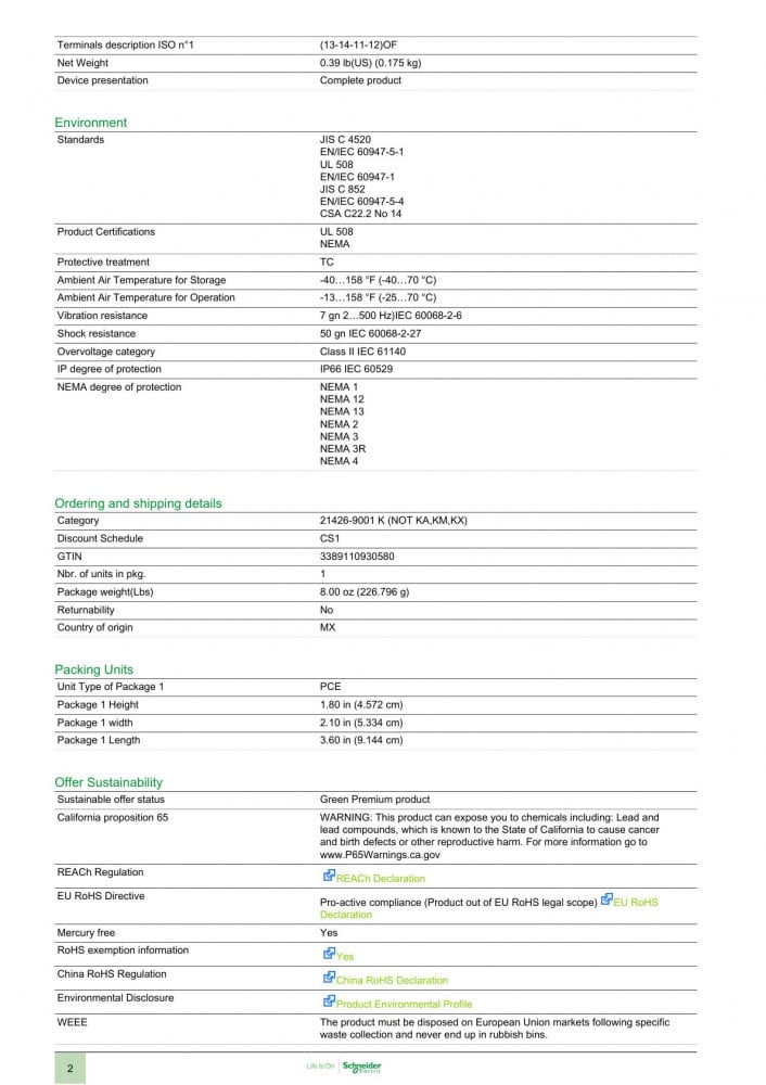 9001K3L38LYAH13 technical document page 2