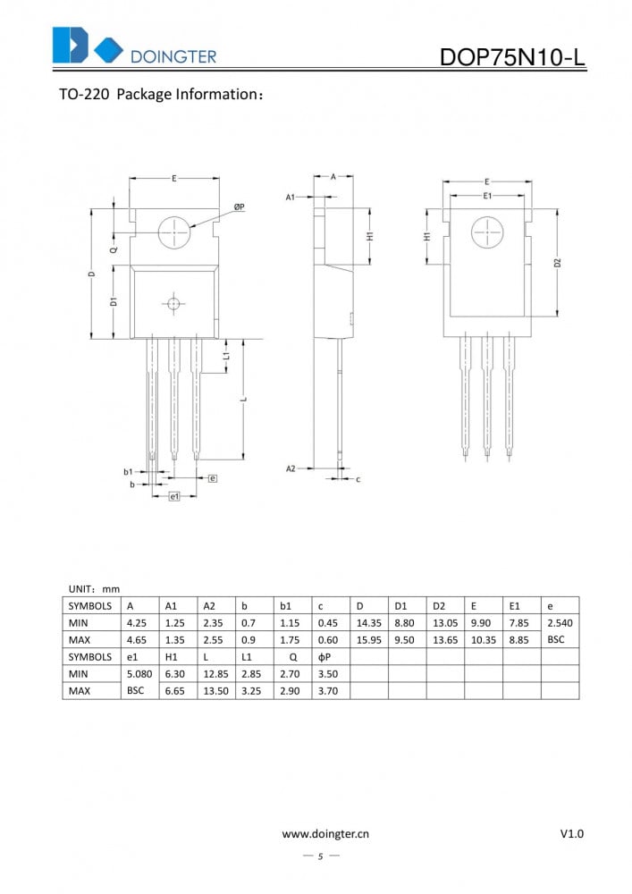 DOP75N10-L datasheet page 5