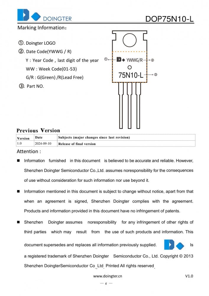 DOP75N10-L datasheet page 6