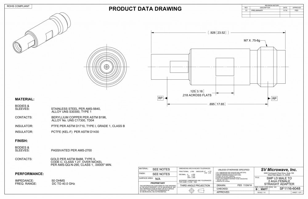 SF1116-6048 product data drawing
