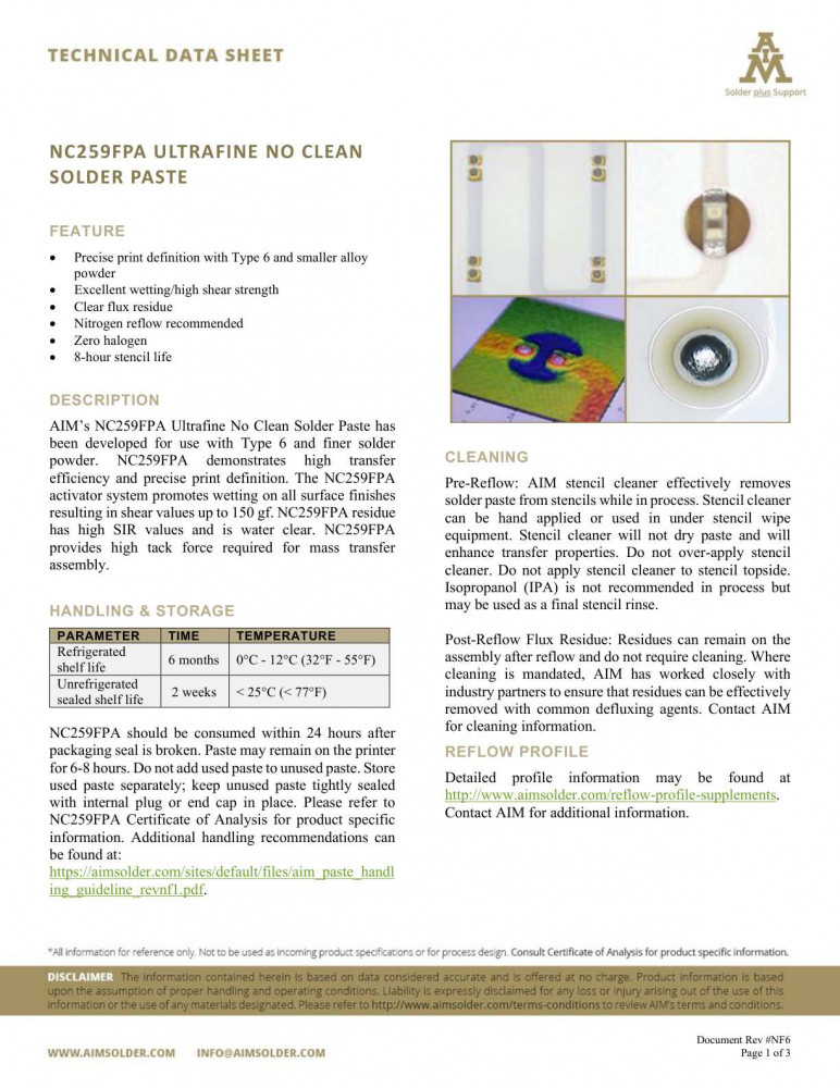 NC259FPA product document page 1