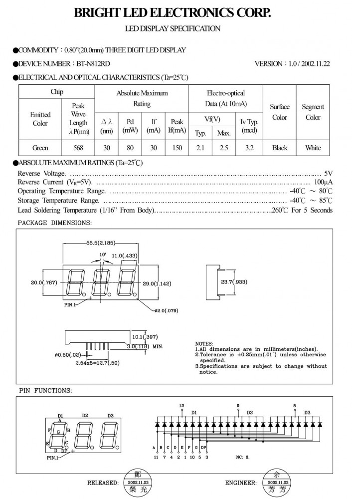 BT-N812RD technical document page 1