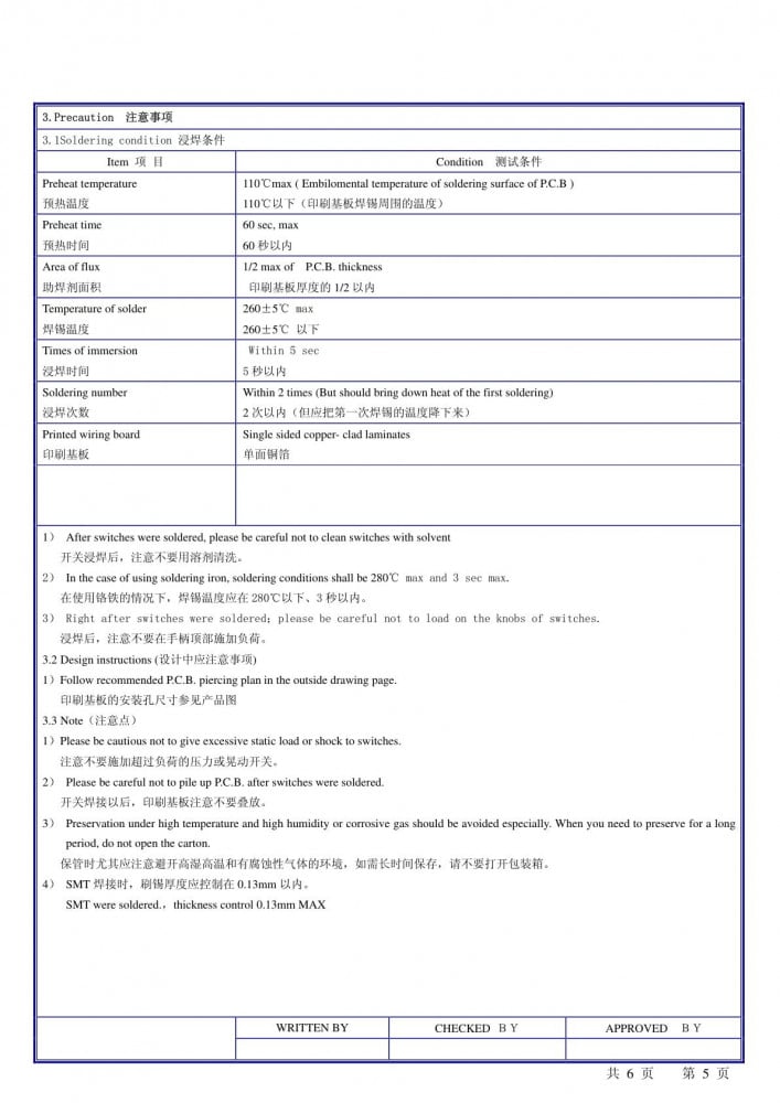 CAX material specification page