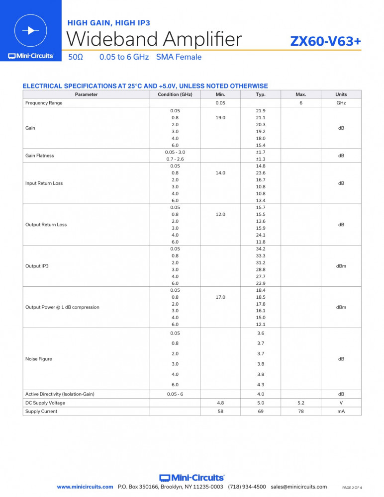 ZX60-V63+ datasheet preview, page 2
