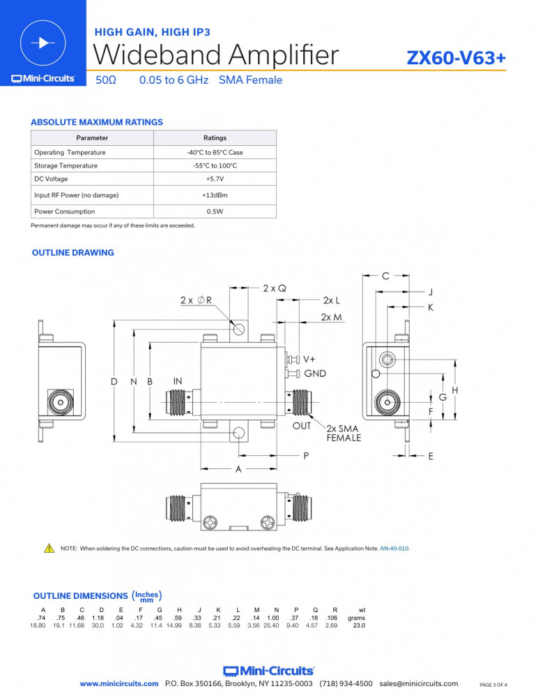 ZX60-V63+ datasheet preview, page 3