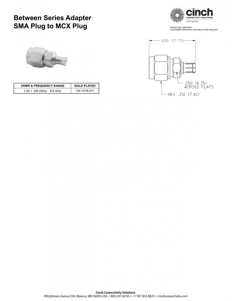 Bel Fuse 134-1018-011 technical document page