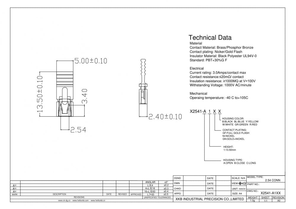 X2541-A1NIB technical drawing preview