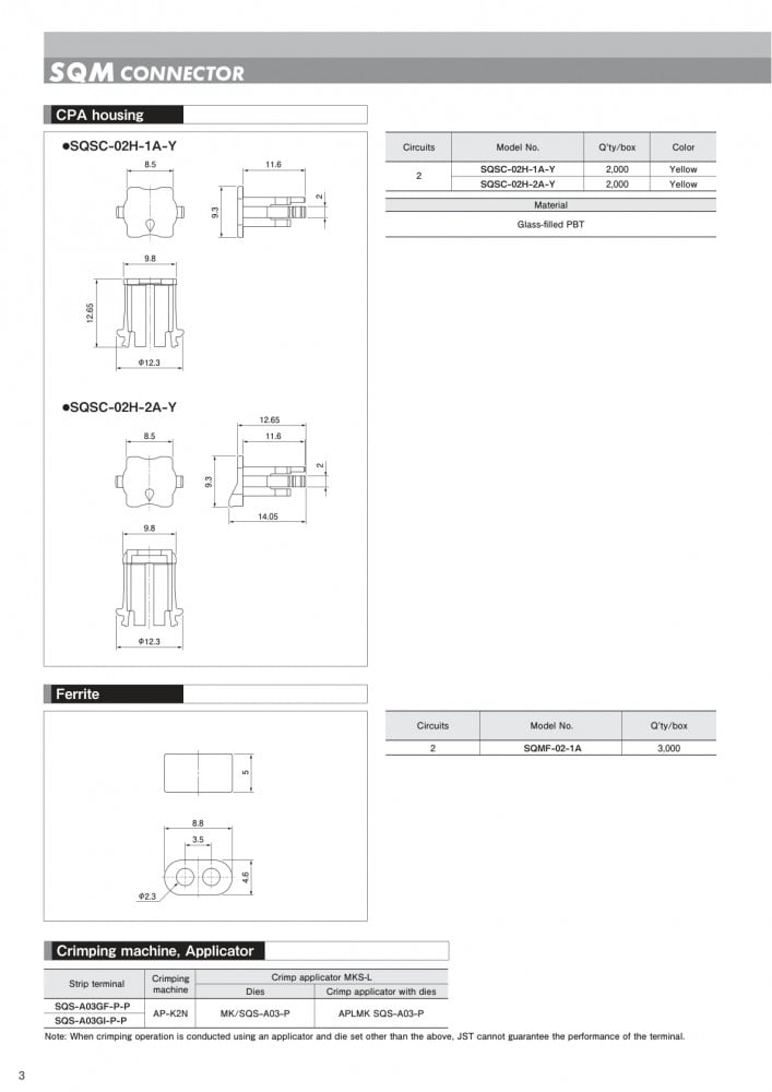 JST SQM connector documentation page 3