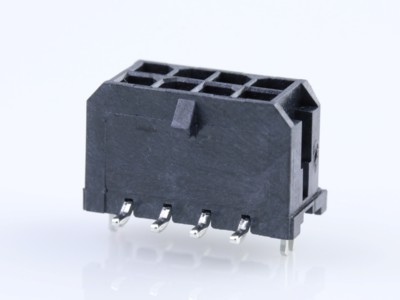 Micro-Fit 3.0 Vertical Header, 3.00mm Pitch, Dual Row, 8 Circuits, with PCB Press-fit Metal Retention Clip, 0.76µm Gold Plating, Glow-Wire Capable, Black, Tape  and Reel for sale