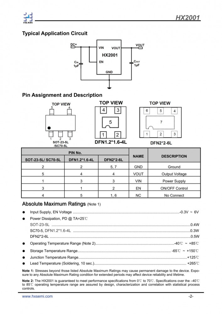 HX2001-GEC datasheet page 2