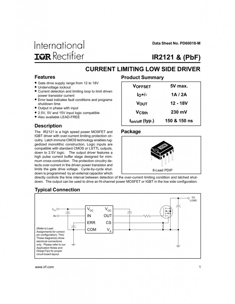 IR2121PBF datasheet page 1