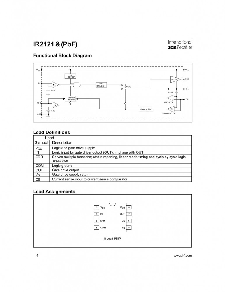 IR2121PBF datasheet page 4