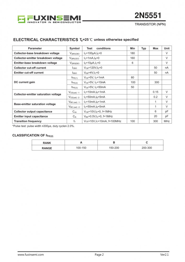 2N5551 datasheet page 2