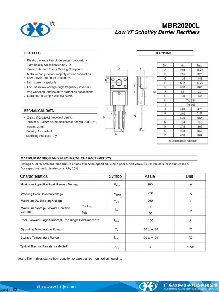 MBR20200L datasheet page 1