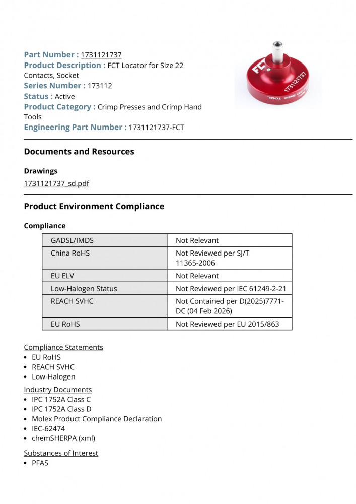 MOLEX 1731121737 drawing preview, page 1