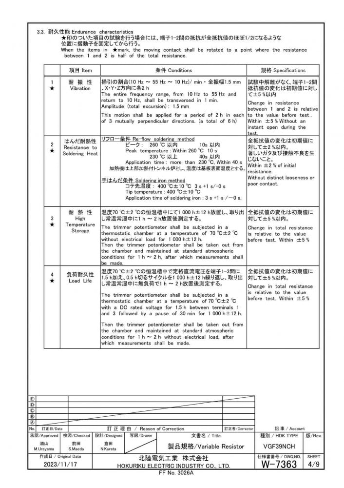 HDK VGF39NCHXT specification page 5