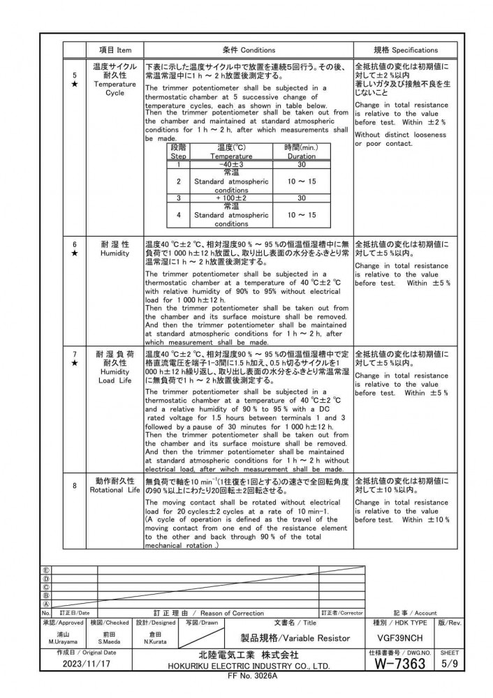 HDK VGF39NCHXT specification page 6