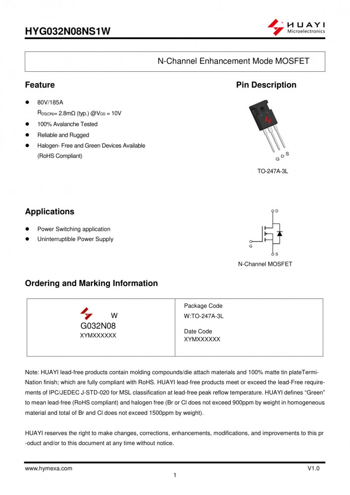 HYG032N08NS1W datasheet page 1