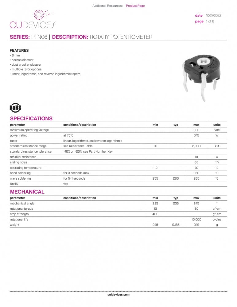 PTN06-B25CB20 datasheet page 1